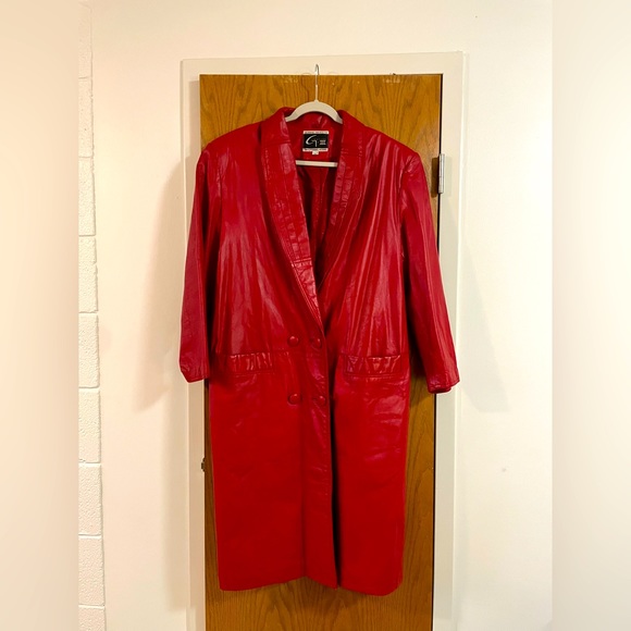 Global Identity | Jackets & Coats | Global Identity Red Leather Coat ...
